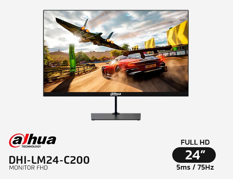 MONITOR DAHUA 24" FHD(1920×1080) LED, 75HZ, HDMI/VGA, 5MS, DHI-LM24-C200 GAR: 12MES ...