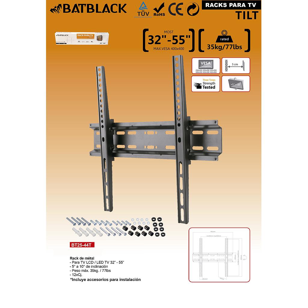 RACK PARA TV 32"-55" HASTA 35KG BT25-44T BATBLACK | TECNOLOGIAS SIGTEL SAC