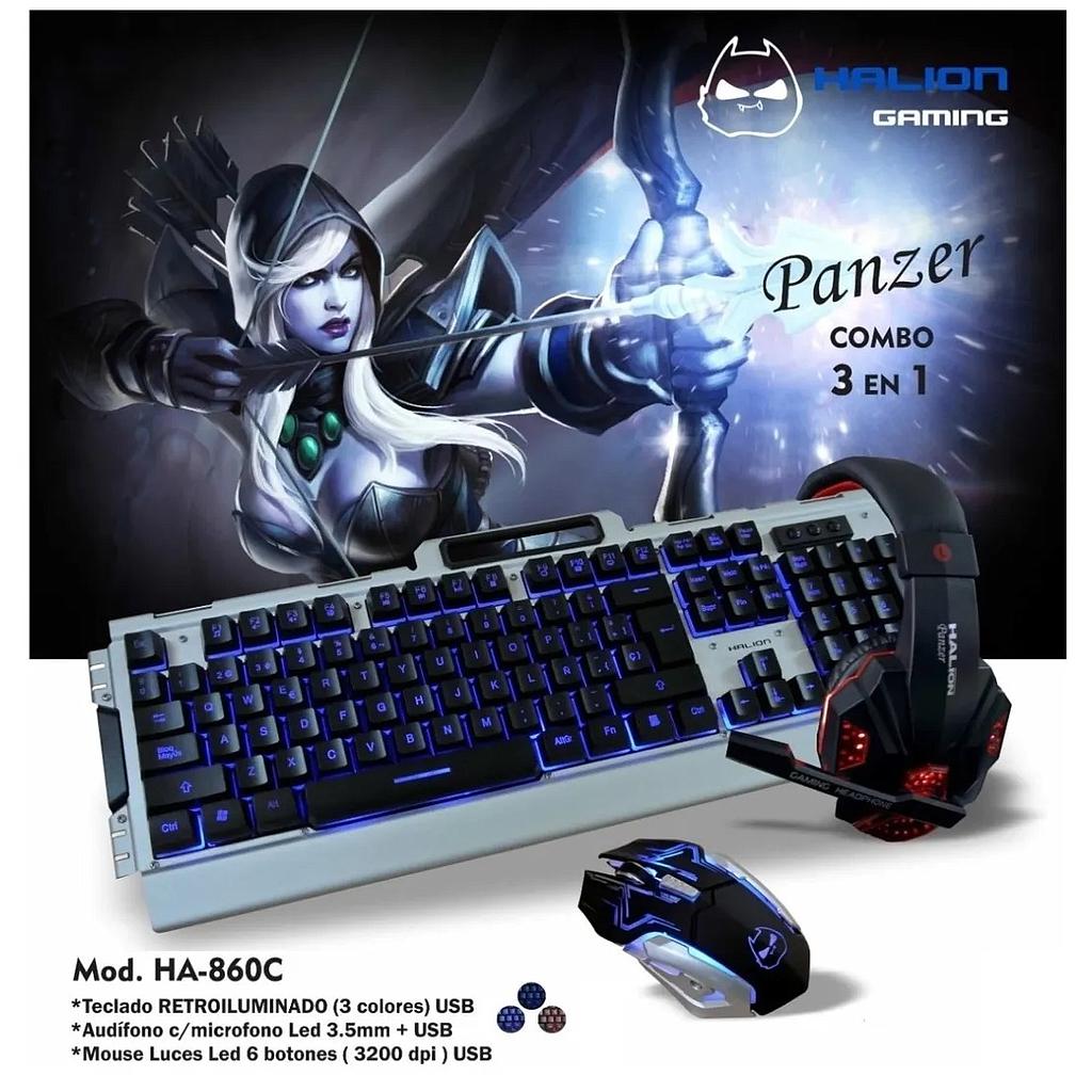 TECLADO 3 GAMER CON CABLE EN 1 PANZER HA-860C 3 EN 1 HALION GAR: 1 MES ...