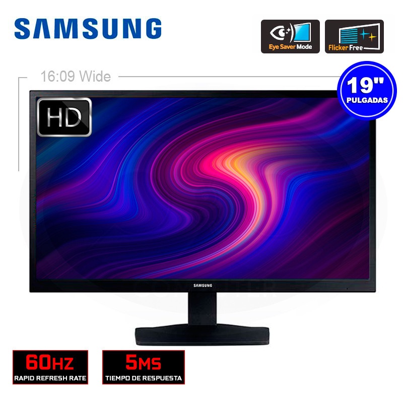 MONITOR SAMSUNG 19" LED HD LS19A330 HDMI/VGA 60HZ 5MS GAR: 12 MESES ...