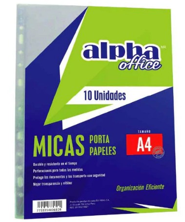 MICAS A4 PORTAPAPEL(PAQUETE X 10 UNID) ALPHA AREA 6 | TECNOLOGIAS ...