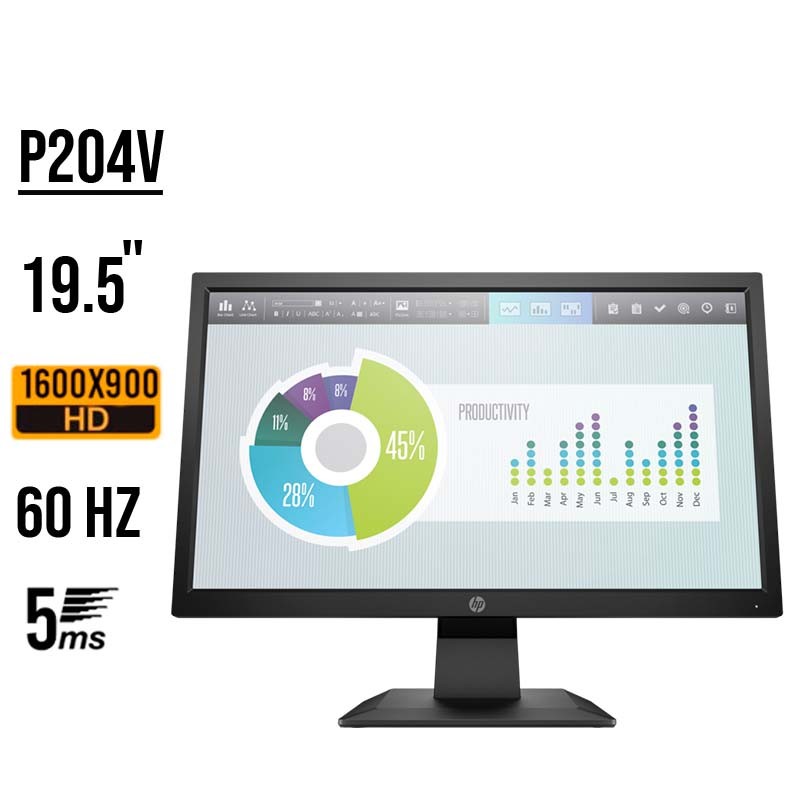 MONITOR LED HP P204V 19.5" HD, HDMI, VGA GAR: 12 -MESES | TECNOLOGIAS ...