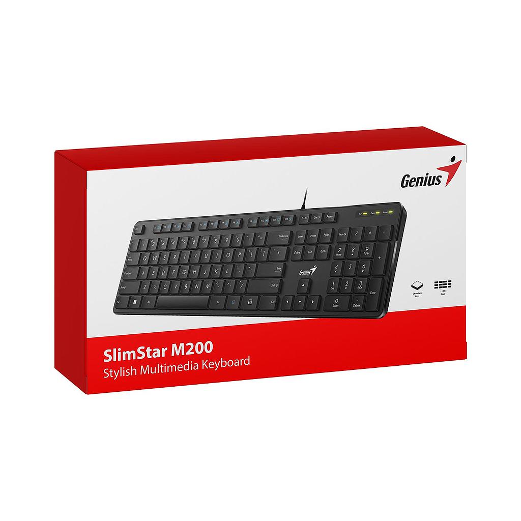 TECLADO SLIMSTAR M200 USB MULTIMEDIA BLACK (31310019401) GENIUS ...
