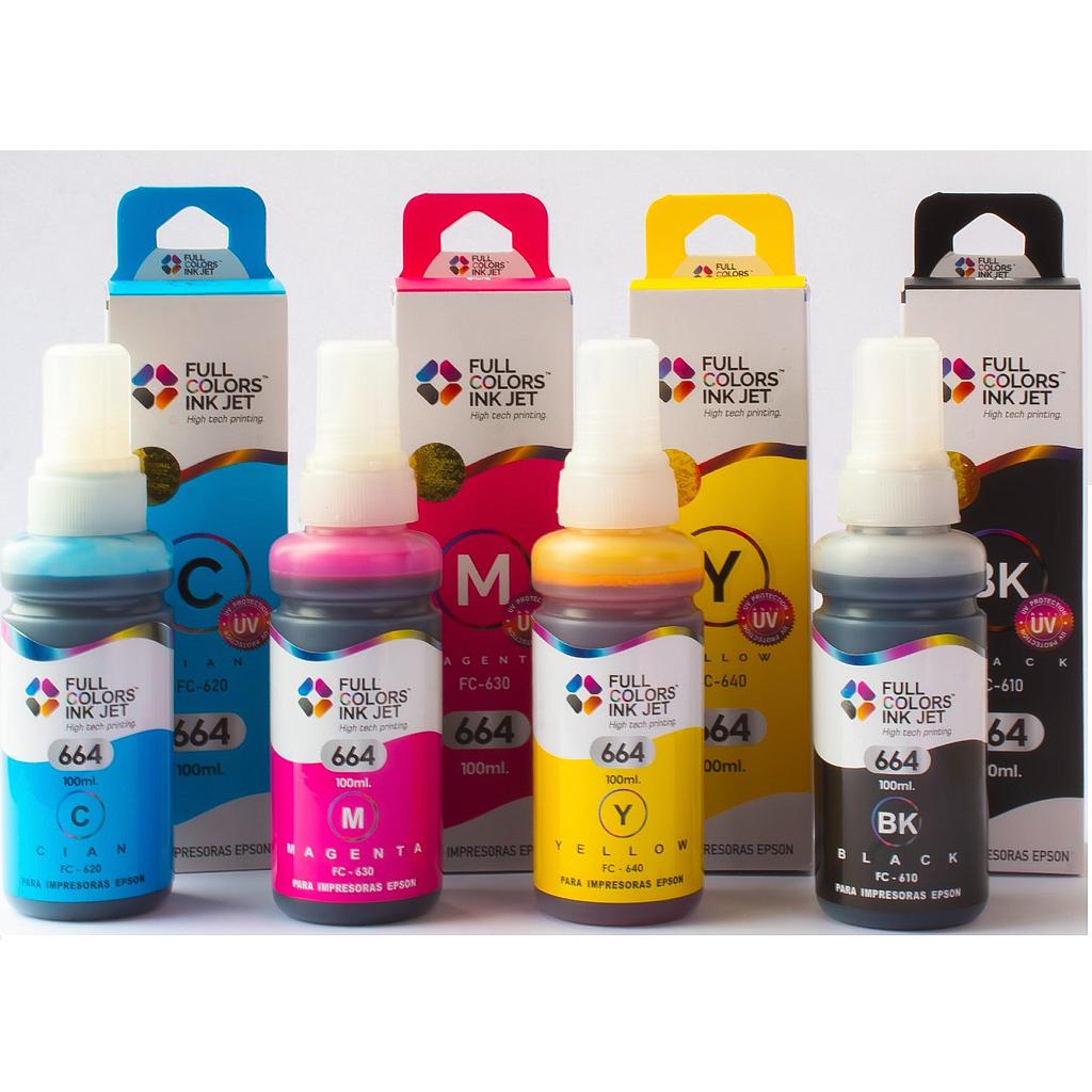 TINTA 664 FULLCOLORS FC-610 PARA EPSON BLACK 100 ML CAJA COMPATIBLE ...