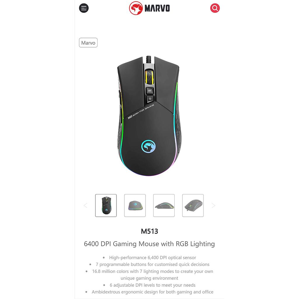 MOUSE GAMER M513 MARVO | TECNOLOGIAS SIGTEL SAC