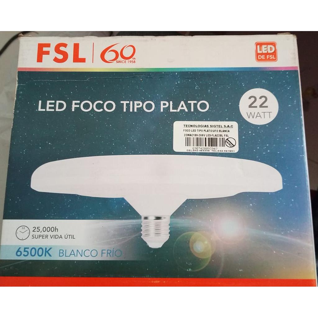 FOCO LED TIPO PLATO/UFO BLANCA 22WAC180-256V LED-FLA22BL FSL ...