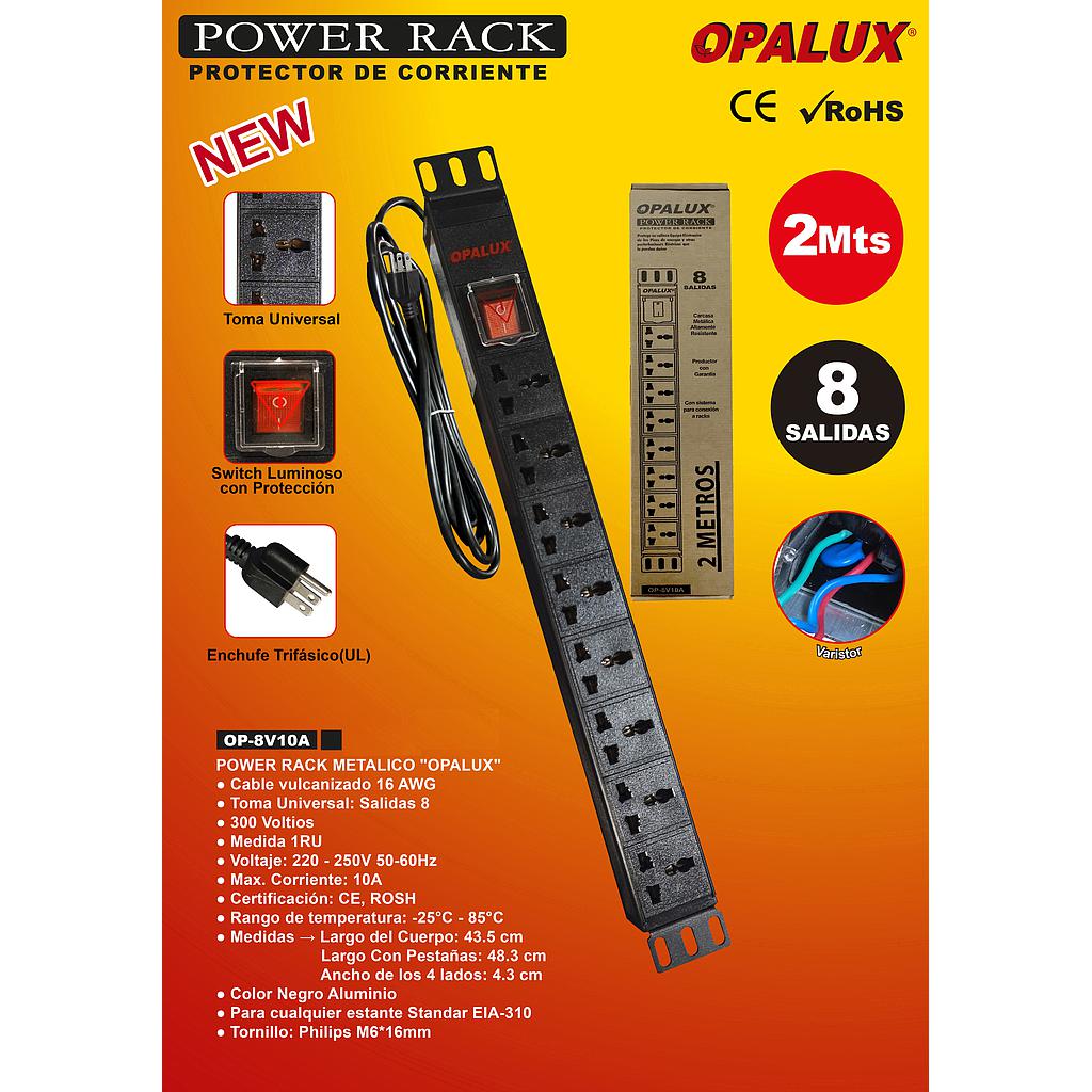 SUPRESOR POWER RACK METALICO OPLUX 8 SALIDAS 10A 220V 2 MTS OP-8V10A GAR: 3 MESES LOCAL 5 ...