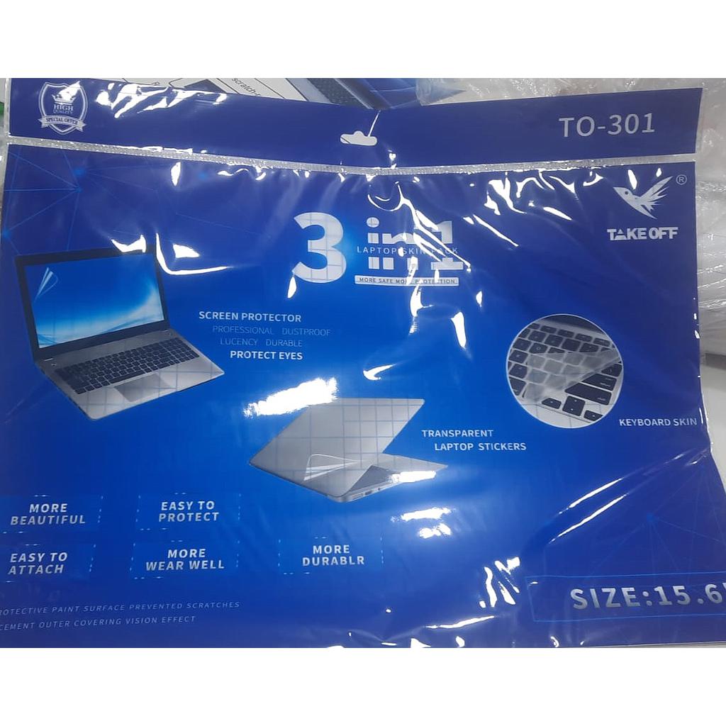 PROTECTOR 3 EN 1; TECLADO+PANTALLA+SKIN PROTECTOR TRANSPARENTE 15.6 ...