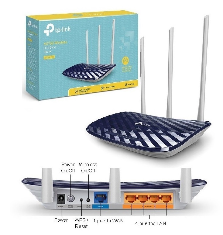 ROUTER TL-ARCHER C20 DUAL-BAND 5GHZ + 300MBPS AT 2.4GHZ, 5 10/100M ...