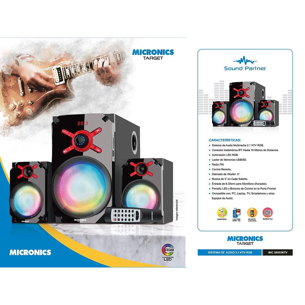 SUBWOOFER TARGET MIC S6003KTV SISTEMA DE AUDIO BT FM SD+USB MICRONICS ...